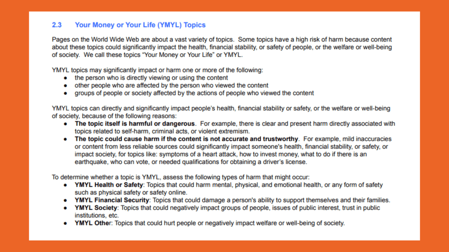 What is YMYL? - It's Important to Google! (+5 Examples)